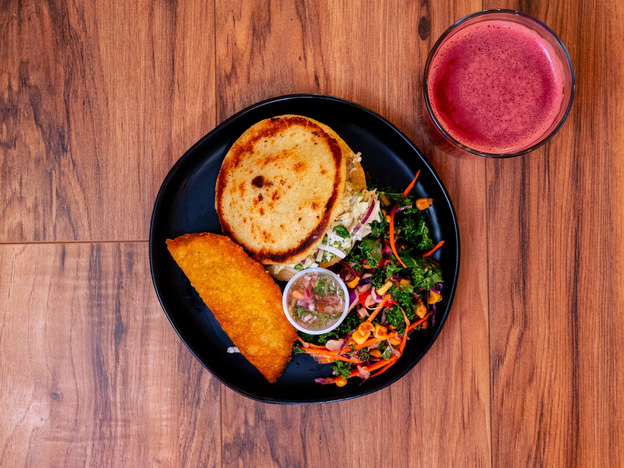 Magic Combo Emp. Arepa, Salad, Drink | Macondo Colombian Fusion